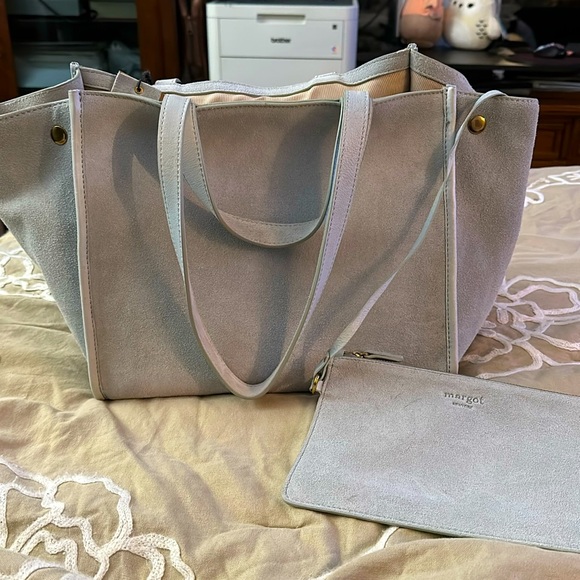 margot | Bags | Extra Large Suede Leather Gray Tote By Margot New York ...